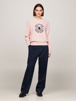 Jersey De Corte Regular Con Cuello Redondo Rosa Tommy Hilfiger