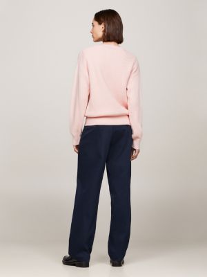 Regular Fit Rundhals Pullover Mit Th Wappen Rosa Tommy Hilfiger