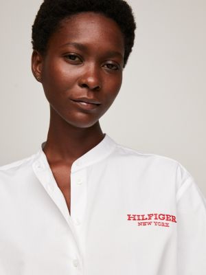 Hilfiger Monotype Oversized Fit Bluse Weiß Tommy Hilfiger
