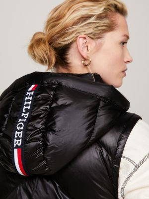 Wattierte Steppweste Mit Kapuze Schwarz Tommy Hilfiger