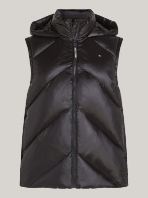 Wattierte Steppweste Mit Kapuze Schwarz Tommy Hilfiger