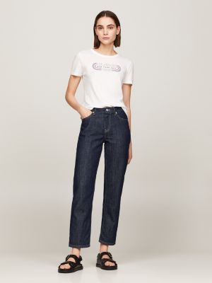 Slim Fit T Shirt Mit Archive Track Logo Weiß Tommy Hilfiger