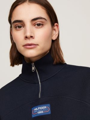Relaxed Sweatshirt Met Halve Ritssluiting Blauw Tommy Hilfiger