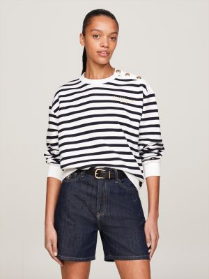Gestreept Sweatshirt Met Gouden Knopen Wit Tommy Hilfiger