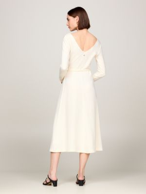 Midi Wickelkleid Mit V Ausschnitt Beige Tommy Hilfiger
