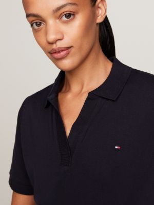 Open Placket Midi Polo Dress Blue Tommy Hilfiger