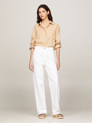 Relaxed Linnen Overhemd Met Opgestikte Zak Beige Tommy Hilfiger