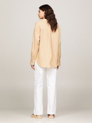 Relaxed Linnen Overhemd Met Opgestikte Zak Beige Tommy Hilfiger