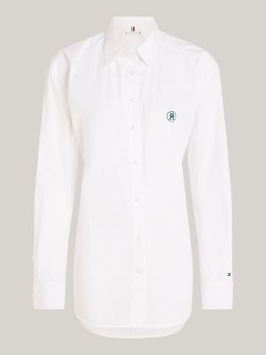 Taillierte Regular Fit Bluse Mit Th Monogramm Weiß Tommy Hilfiger