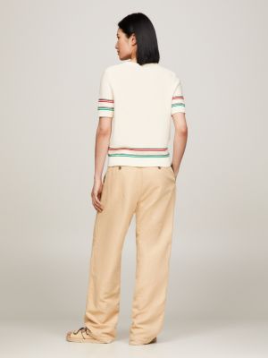 Kurzarm Pullover Mit Henley Kragen Gelb Tommy Hilfiger