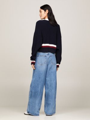 Relaxed Vest Met Signature Streep En Embleem Blauw Tommy Hilfiger