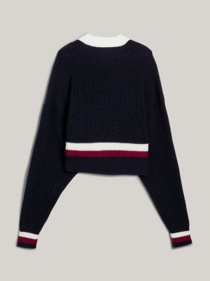 Relaxed Vest Met Signature Streep En Embleem Blauw Tommy Hilfiger