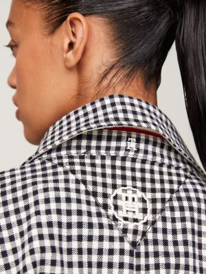 Crest Gingham Oversized Trench Coat Blue Tommy Hilfiger
