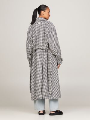 Oversized Geruite Trenchcoat Met Embleem Blauw Tommy Hilfiger