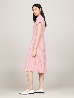 Midi Polojurk Met Geplooide Rok Rood Tommy Hilfiger