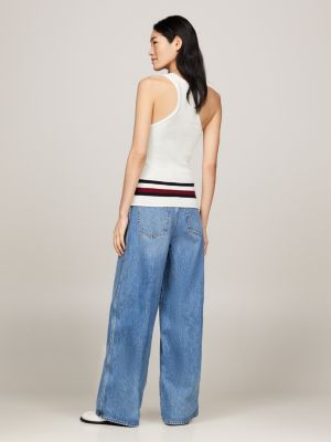 Crest Global Stripe Knit Tank Top White Tommy Hilfiger