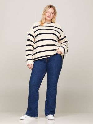 Curve Relaxed Fit Trui Met Tricotsteek Wit Tommy Hilfiger
