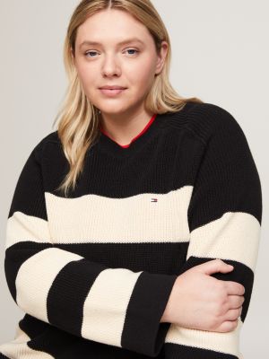 Curve Relaxed Fit Trui Met Tricotsteek Zwart Tommy Hilfiger