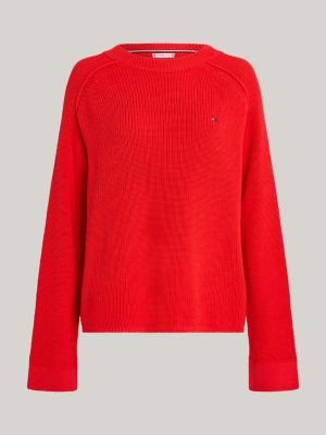 Sweter Curve O Luźnym Kroju Czerwony Tommy Hilfiger