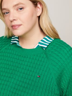 Jersey Curve Amplio De Punto Trenzado Verde Tommy Hilfiger