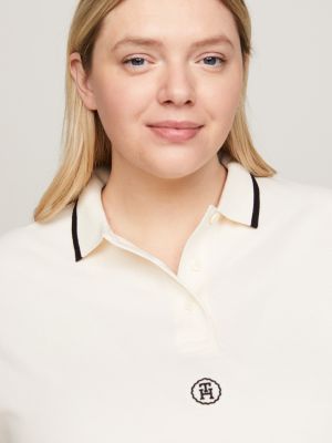 Curve Varsity Th Monogram Relaxed Fit Polo Beige Tommy Hilfiger