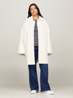 Curve Diamond Quilted Removable Hood Coat Beige Tommy Hilfiger