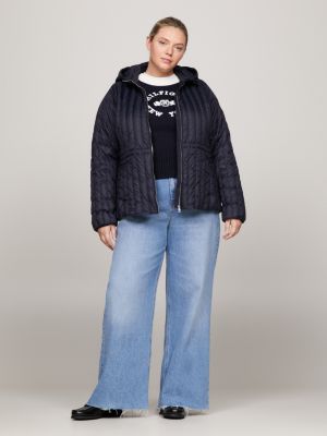 Curve Linear Quilted Hooded Jacket Blue Tommy Hilfiger