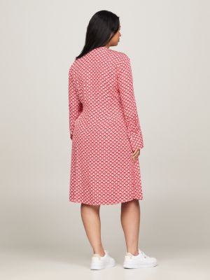 Curve Fit And Flare Wikkeljurk Rood Tommy Hilfiger
