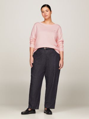 Curve Jersey Pullover Mit U Boot Ausschnitt Rosa Tommy Hilfiger