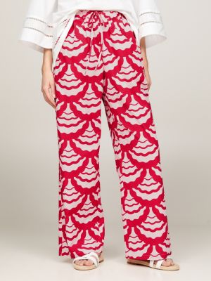 Straight Broek Met Trekkoord En Schelpenprint Roze Tommy Hilfiger