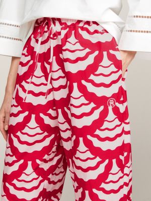Straight Broek Met Trekkoord En Schelpenprint Roze Tommy Hilfiger