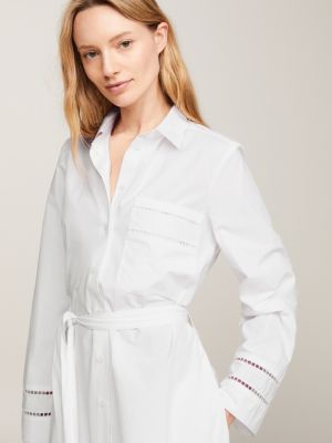 Th Monogram Broderie Anglaise Midi Kaftan White Tommy Hilfiger