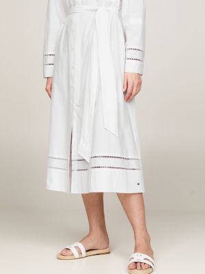 Th Monogram Broderie Anglaise Midi Kaftan White Tommy Hilfiger