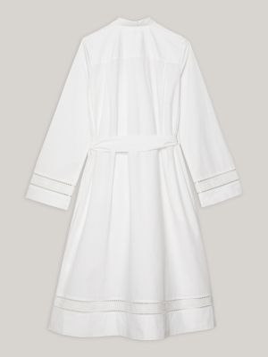 Th Monogram Broderie Anglaise Midi Kaftan White Tommy Hilfiger