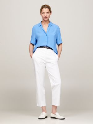 Essential Vloeiend Relaxed Overhemd Blauw Tommy Hilfiger