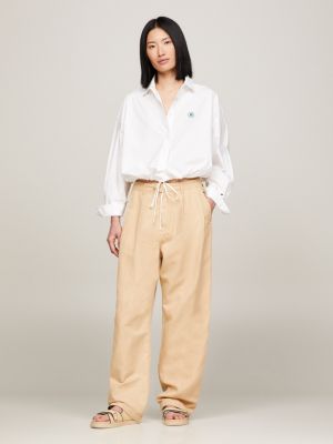 Th Monogram Cropped Overhemd Met Trekkoord Wit Tommy Hilfiger