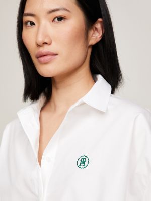 Th Monogram Cropped Overhemd Met Trekkoord Wit Tommy Hilfiger