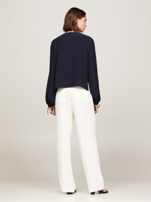 Relaxed Fit Krepp Bluse Blau Tommy Hilfiger