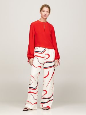 Relaxed Fit Krepp Bluse Rot Tommy Hilfiger