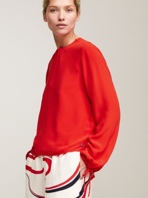 Relaxed Fit Krepp Bluse Rot Tommy Hilfiger