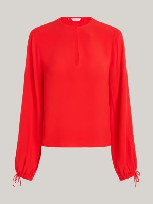 Relaxed Fit Krepp Bluse Rot Tommy Hilfiger