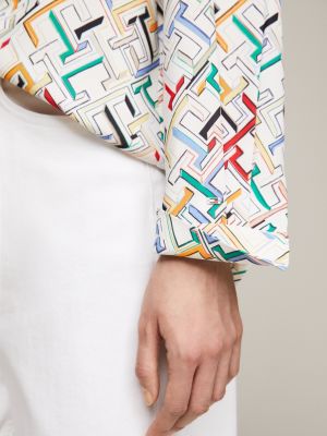 Relaxed Fit Bluse Mit Th Monogramm Print Weiß Tommy Hilfiger