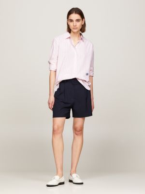 Relaxed Overhemd Met Streep En Th Monogram Roze Tommy Hilfiger
