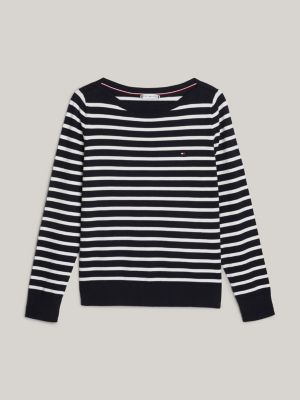 Adaptive Jersey Trui Met Boothals Blauw Tommy Hilfiger