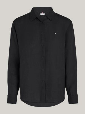 Relaxed Fit Leinen Hemd Schwarz Tommy Hilfiger
