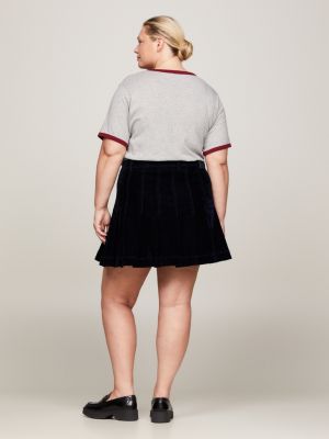 Curve Fluwelen Geplooide Denim Minirok Blauw Tommy Hilfiger