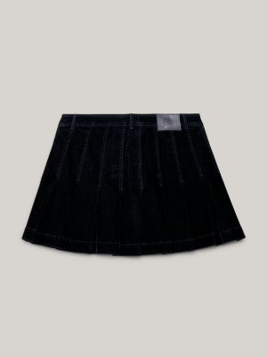 Curve Fluwelen Geplooide Denim Minirok Blauw Tommy Hilfiger