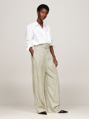Curve Foulard Flag Print Belted Relaxed Trousers Yellow Tommy Hilfiger