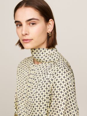 Foulard Print Relaxed Fit Midi Dress Yellow Tommy Hilfiger