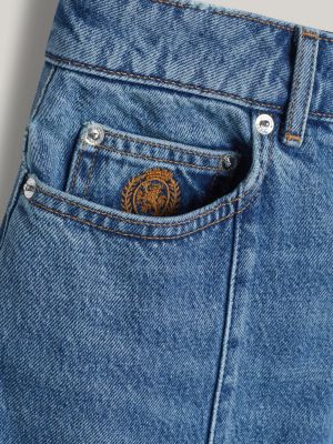 Crest Pleated Denim Midi Skirt Blue Tommy Hilfiger